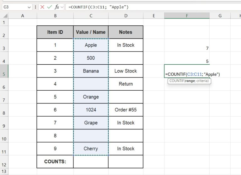 How to Count Cells with Text in Excel (COUNTA vs. COUNTIF Formulas ...